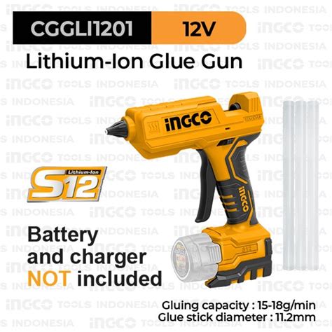 Jual Cordless Glue Gun 12v Ingco Cggli1201 Lem Tembak Lilin Baterai S12