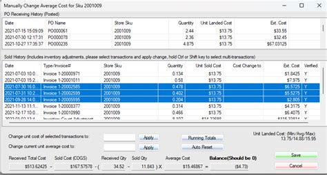 Calculating Editing Average Cost Woopos Support
