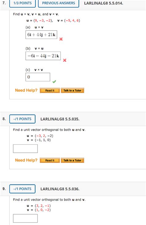 solved 1 3 points previous answers larlinalg8 5 5 014 find