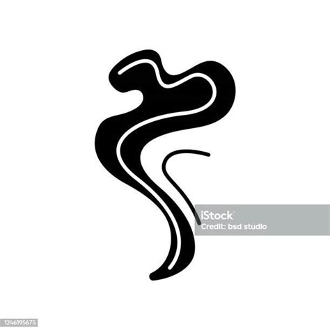 냄새 검은 문말 아이콘입니다 향수 향기 소용돌이 좋은 냄새 아로마 에어 웨이브 연기 증발 향기로운 향기가 흐르는 나선형 흰색 공간에 실루엣 기호입니다 벡터 절연 그림 개념에