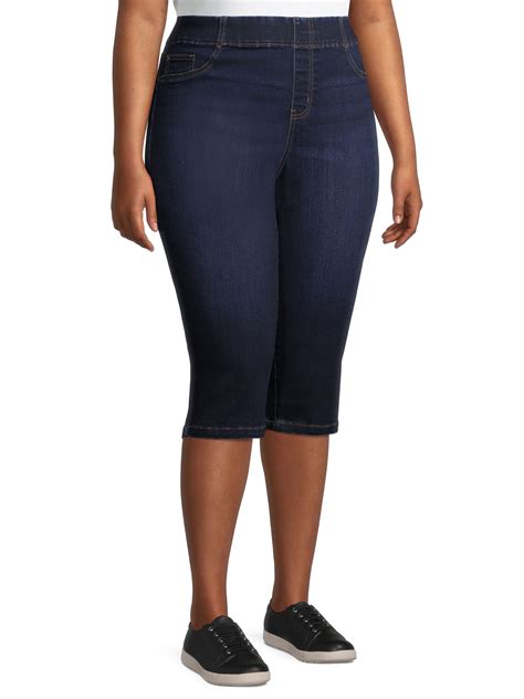 Terra And Sky Womens Plus Size Stretch Pull On Denim Capris