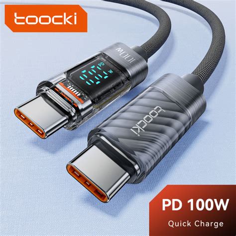 Toocki 100W Transparent USB C To Type C Cable PD Fast Charge USB C To USB C Display Cable For