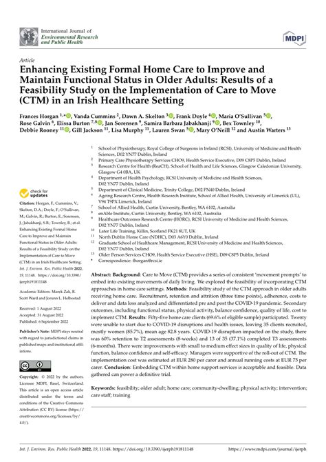Pdf Enhancing Existing Formal Home Care To Improve And Maintain Functional Status In Older
