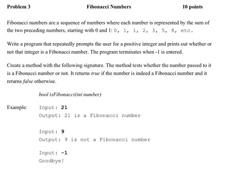 Solved Problem Fibonacci Numbers Points Fibonacci Chegg
