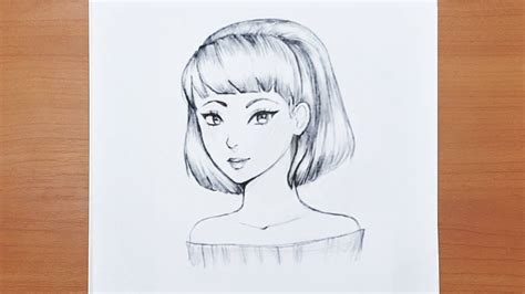 How To Draw A Girl With Short Hair Pencil Sketch Drawing Process