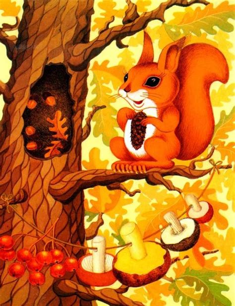 Картинки осень с животными для детей в школу и в детский сад