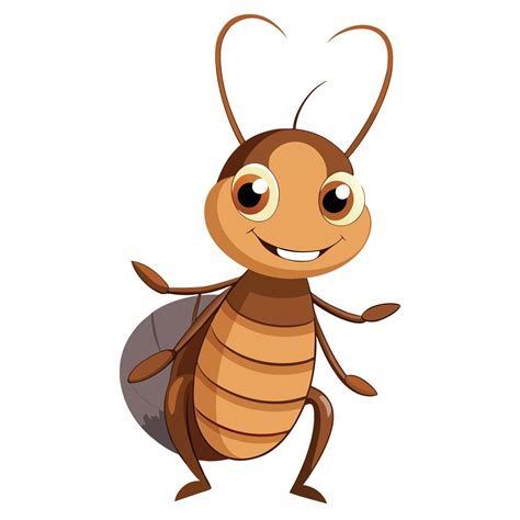 Cheerful Cartoon Cockroach Illustration Cute Smiling Insect Character