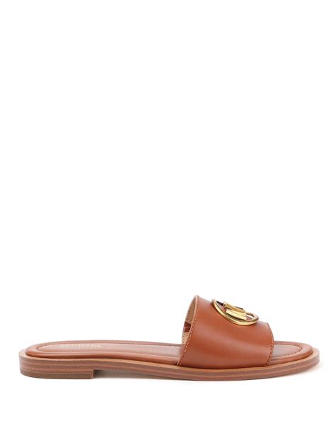 Michael Kors Brynn Leather Slides Brown Women 40s0byfp1l230