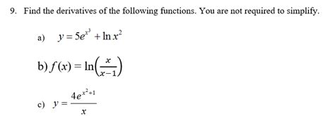 solved find the derivatives of the following functions you