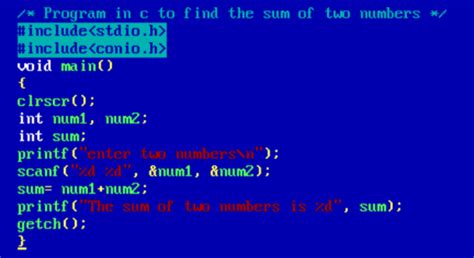 How To Find The Sum Of Two Numbers In C Programming In C