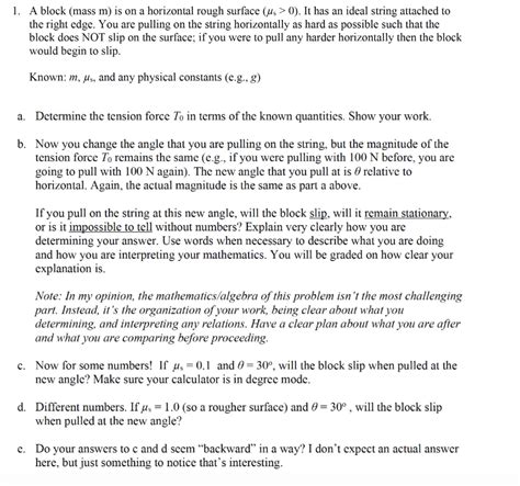 Solved 1 A Block Mass M Is On A Horizontal Rough Surface