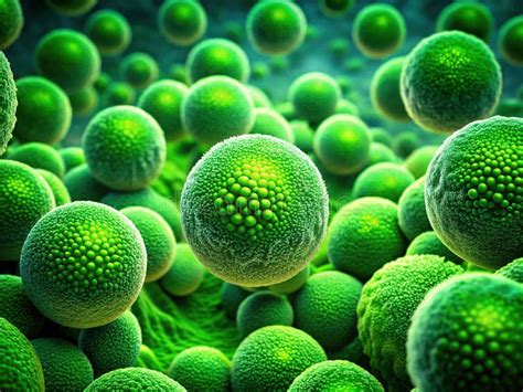 Unveiling The Intricate World Of Vibrant Green Microbial Cells A Microscopic Exploration Of