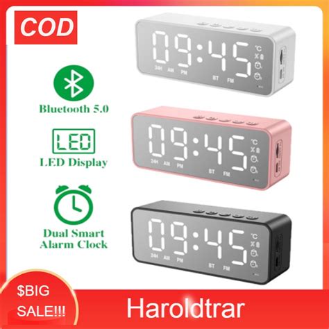 Jual Speaker Bluetooth Portable Wireless Bass Mini Stereo LED Display Alarm With FM Radio
