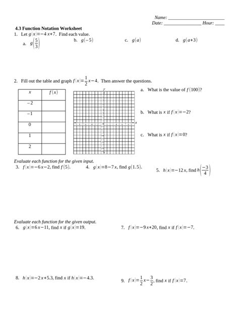 Lesson 3 Function Notation Worksheet Pdf Function Mathematics Mathematical Relations