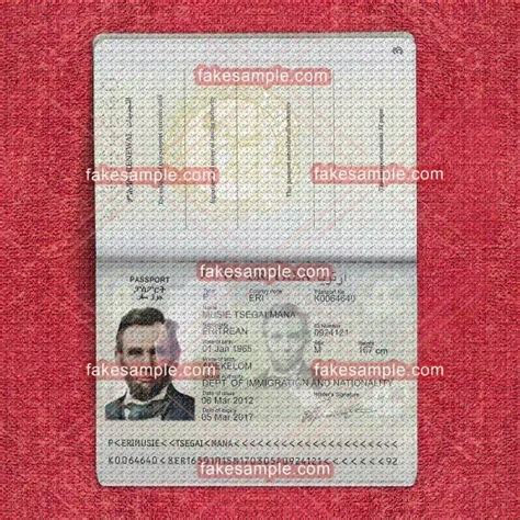 Eritrea Passport Fake Template Editable Psdai Download