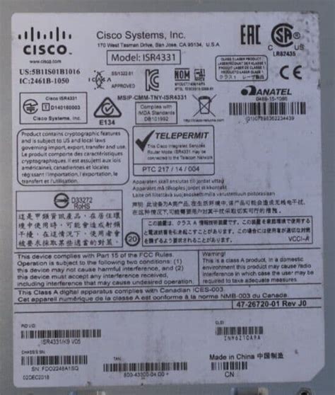 Cisco Isr 4331 4300 Series 1u Integrated Services Router Isr4331 K9 2x