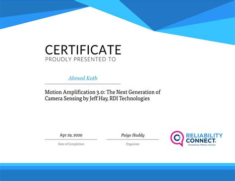 Certificate Of Completion Motion Amplification 30 The Next Generation Of Camera Sensing