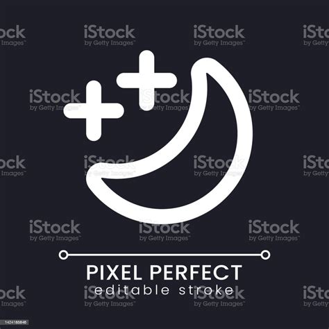 어두운 테마를위한 수면 모드 픽셀 완벽한 흰색 선형 Ui 아이콘 개념에 대한 스톡 벡터 아트 및 기타 이미지 개념 검은색