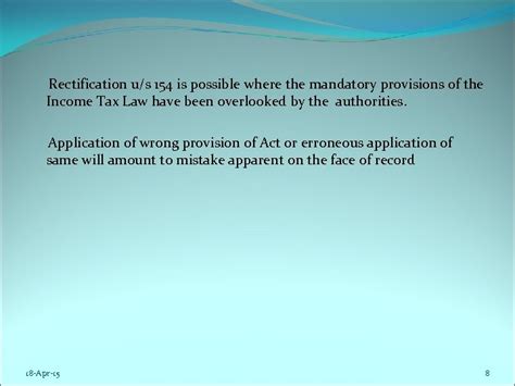 Rectification Of Mistake Under Section 154 Of The
