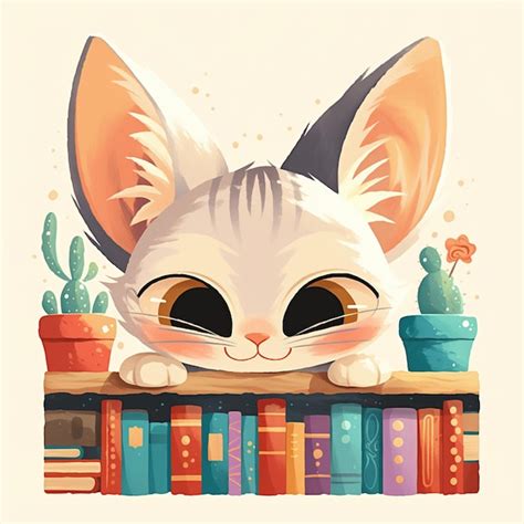 Premium Vector Devon Rex Climbing A Bookshelf
