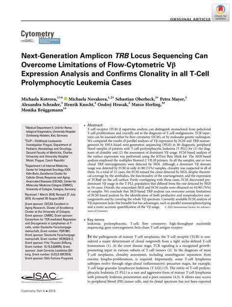 Pdf Next Generation Amplicon Trb Locus Sequencing Can Overcome