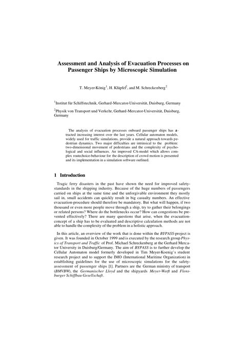 Pdf Assessment And Analysis Of Evacuation Processes On Passenger