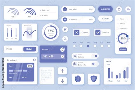 User Interface Elements Set For Banking Mobile App Or Web Kit Template