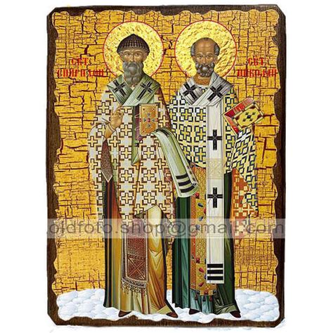 Икона Николай Чудотворец и Спиридон Тримифунтский ,икона на дереве ...