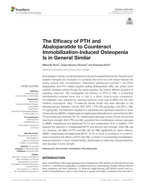 Pdf The Efficacy Of Pth And Abaloparatide To Counteract