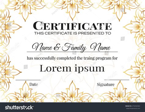 Certificate Design Template Vector Illustration Stock Vector Royalty Free 273292463 Shutterstock