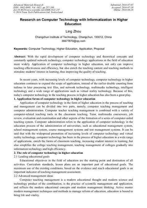 Research On Computer Technology With Informatization In Higher Education Scientific Net