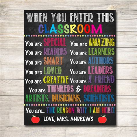 Personalized Printable Classroom Poster Classroom Decor Teacher Printable When You Enter This