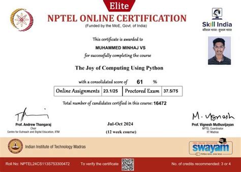 Muhammed Minhaj Vs On Linkedin Nptel Pythonprogramming