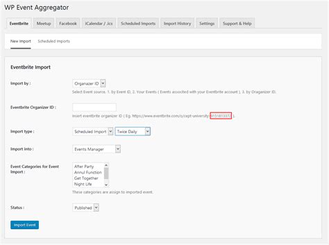 wp event aggregator import eventbrite events meetup events social