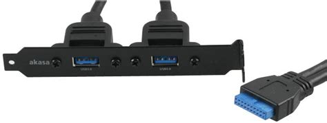 2x External USB 3 0 Female To Internal 19 Pin USB Header Female Adaptor 0 5m Akasa CPC