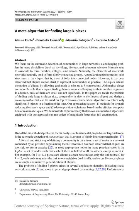 Pdf A Meta Algorithm For Finding Large K Plexes