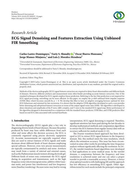 pdf ecg signals denoising in state space using ufir filtering for