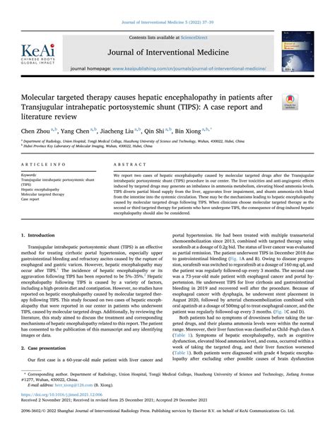 Pdf Molecular Targeted Therapy Causes Hepatic Encephalopathy In Patients After Transjugular