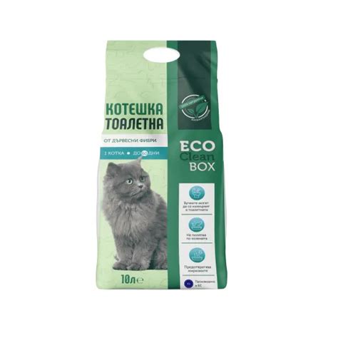 ᐉeco Clean Box Котешка постелка за тоалетна от дървесни фибри на пелети 10 л ️ ᑕ ᑐ на ️