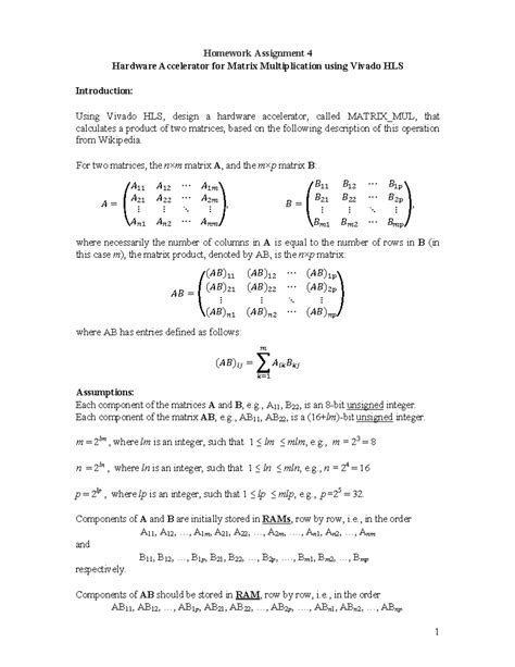 Homework Assignment 04 For Two Matrices The Matrix A And The Matrix