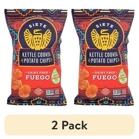 2 Pack Siete Kettle Cooked Potato Chips Fuego 55 Oz