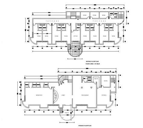 Hotel Building Structure 2d View Cad Block Autocad File