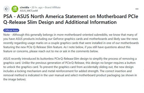 ASUS USA Responds To Reports Of Damaged GPU Interfaces Linked To Q Release Slim System