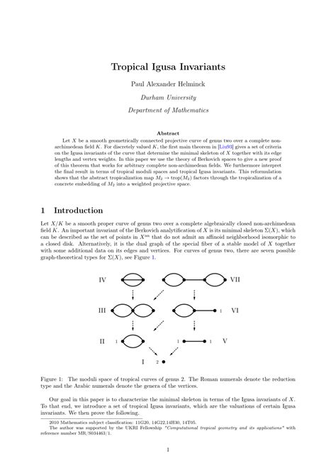 Pdf Tropical Igusa Invariants