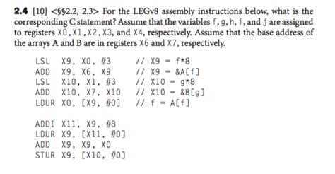 Solved For The Legv8 Assembly Instructions Below What Is