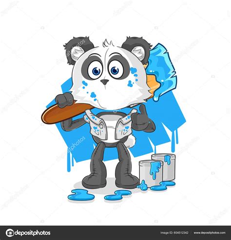 Ilustración Del Pintor Panda Carácter Vecto Vector De Stock Por