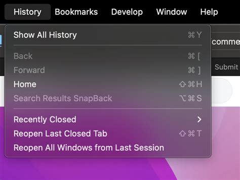 Safari History Is Empty In The Menubar R Macos