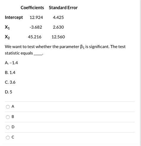 Solved Coefficients Standard Error Intercept 12924 4425
