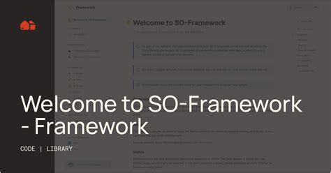 Welcome To So Framework Framework [library] No Code Supply Co