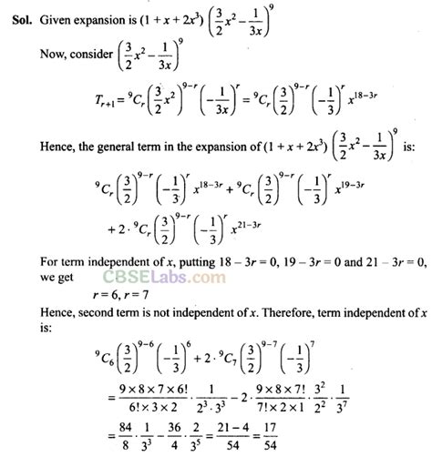 NCERT Exemplar Class Maths Chapter Binomial Theorem Learn CBSE